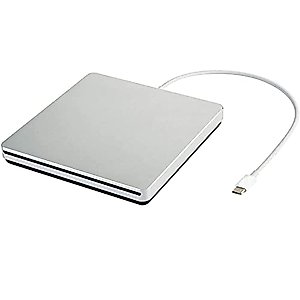 External CD DVD Drive USB C CD DVD Burner/Writer Slim Portable Slot in CD DVD Reader for MacBook Pro/Air/Mac/Laptop/Windows10 (Sliver)