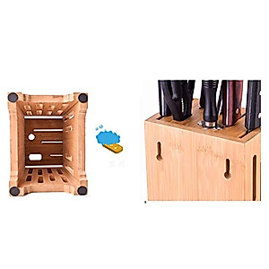 KGEZW Wood Kitchen Knife Holder Bamboo Multifunctional Storage Rack Household Knife Block Wall Mount Kitchen Knife Storage Tool