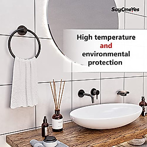 Sayoneyes Matte Black Towel Ring - Premium Quality SUS304 Stainless Steel Rust Proof Hand Towel Holder – Heavy Duty Round Towel Holder for Bathroom Wall Mounted