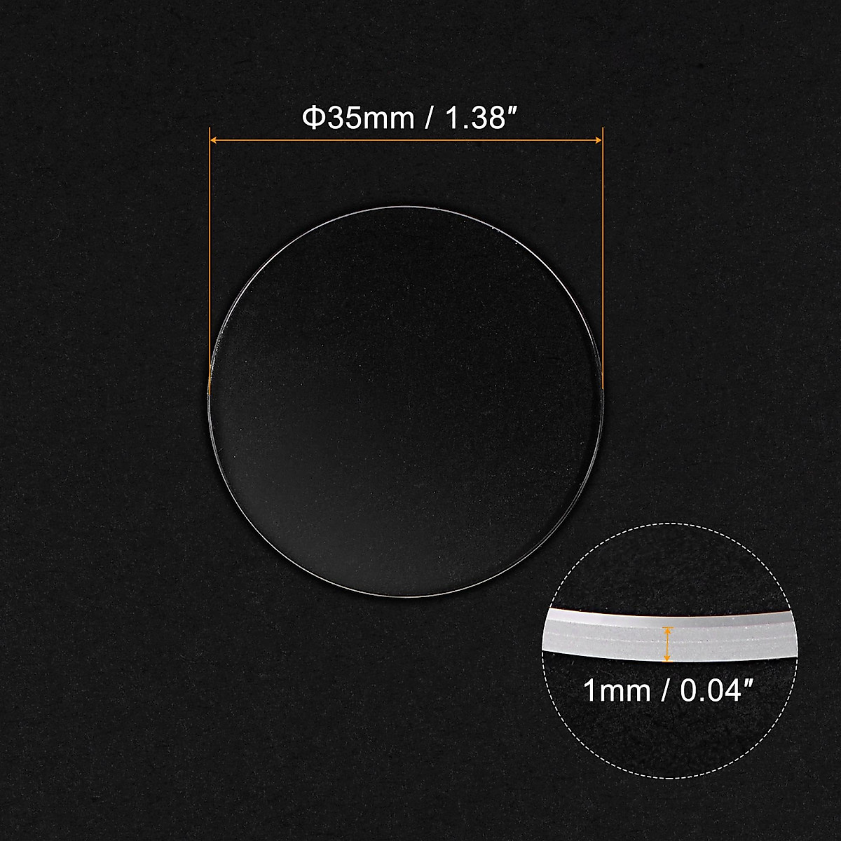 uxcell 35mm Dia. Watch Glass Sapphire Crystal Lens, Round Flat 1mm Thickness Replacement Parts for Watchmaker Repair Clear