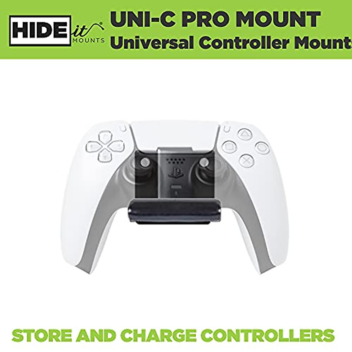 HIDEit Mounts Uni-C Pro Black Rubber Dipped Steel Wall Mount for Playstation Controller, Gaming Accessory Compatible with Playstation 5 Controllers and Playstation 4 Controllers