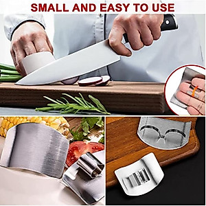 8 Pcs Finger Protector for Cutting Food, Comfortable Stainless Steel Finger Guard for Cutting Vegetables,Finger Shield for Dicing Slicing Chopping Thumb Finger Guard (Double & Single Finger)
