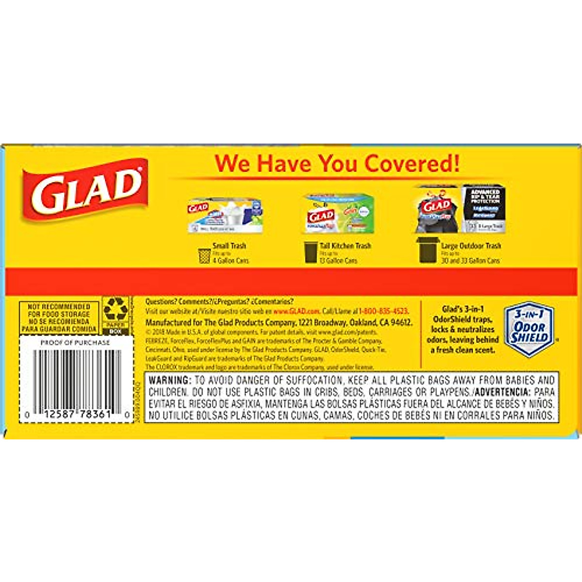 Glad OdorShield Tall Kitchen Drawstring Trash Bags, Fresh Clean, 13 Gallon, 40 Count (Packaging May Vary)