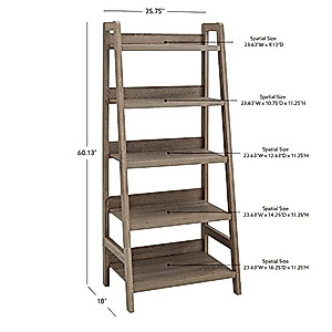Tracey Greywash Wooden Five Shelf Ladder Bookcase by Linon