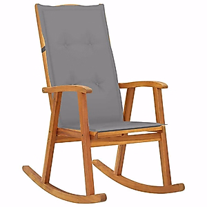 VBSQ Rocking Chair with Cushions Solid Acacia Wood Slirr Chair Rocking Chair Rocker Chair Rocker Camp Chair Rocker Recliner Rocking Camp Chair Rocking Chairs Outdoor Rocking Chair