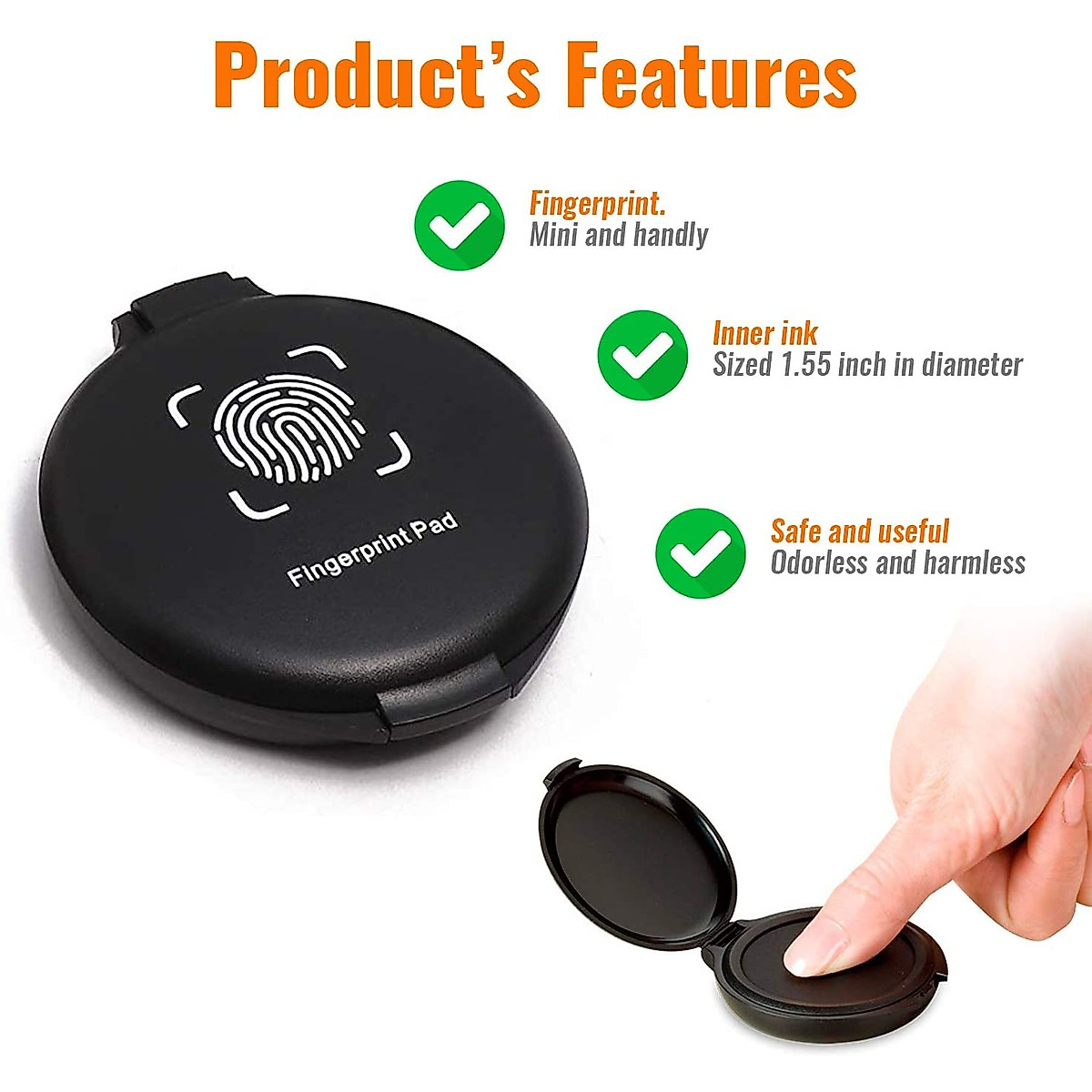 Fingerprint Ink Pad (Pack of 2) - Thumbprint Ink Pad for Notary Supplies Identification Security ID Fingerprint Cards Law Enforcement Fingerprint kit Black Ink pad Stamp pad huella dactilar