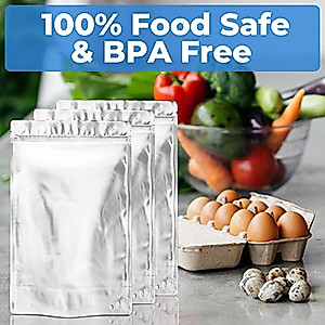 60 Packs 1 Gallon Mylar Bags 7.5 Mil for Food Storage with 400cc Oxygen Absorbers - Stand Up Long Term Food Storage Mylar Bags - Resealable Bags For Food - Gallon Mylar Bags - Large Mylar Ziplock Bags