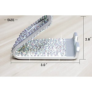 CARCHILE S3 Bling Rhinestones Crystal Cell Phone Stands, Phone Holder for Desk, Phone Desktop Holder Stand Compatible with iPhone IPAD Samsung (Silver)