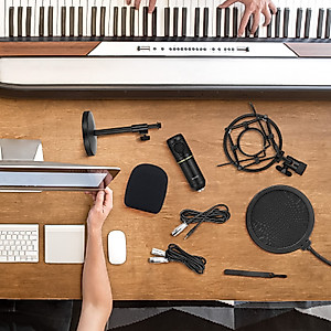 4 Pack XLR Condenser Microphone Professional Studio Cardioid Microphone Kit Includes Cardioid Mics Shock Stand Windproof Cotton Blowout Net Metal Stand Male Female Cable for Podcasting Recording