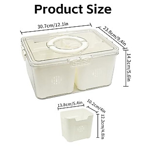 Fruit Storage Containers for Fridge with Lid: Produce Food Fresh-Keeping Colanders with Handles, Refrigerator Organizer Corn Pepper Berry Vegetable Veggies Fruits Saver with 4 Compartments Storage