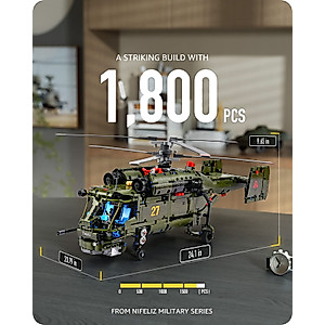 Nifeliz Ka-27 Helicopter, Military Helicopter Building Set, Collectible Display Model for Adult Gift Giving (1,800 Pieces)