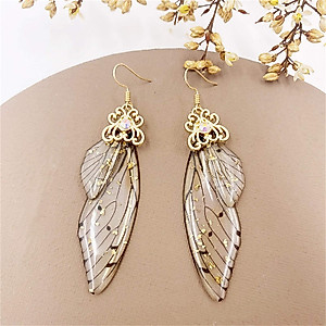 Unique Colorful Butterfly Dangle Earrings for Women Multicolored Simulation Butterfly Wing Hook Earrings Fashion Insect Drop Earrings for Summer Wedding Birthday Party Gift - white
