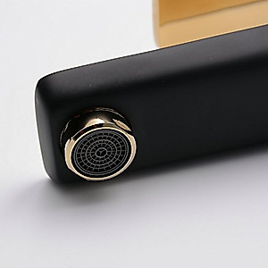 Hiendure Vessel Sink Faucet Gold & Black Bathroom Sink Faucet Single Handle Modern Vanity Faucet One Hole with Water Supply Hoses