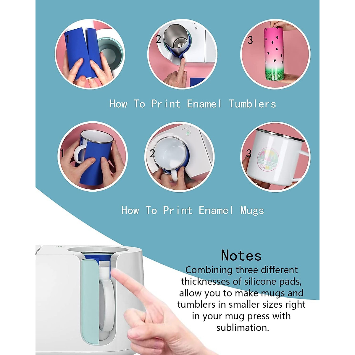 Sublimation Tumblers Wrap for Cricut Mug Press, 3 Thicknesses Silicone Wraps Suitable for Skinny Tumblers Sublimation 9.8 x 4.7 Inch