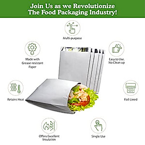 Regency Wraps Grease Resistant Serving Snack Bags, Aluminium Foil Lined Bags, Perfect for Hamburgers, Sandwiches, and More, Measures 5.25 x 7.5, Pack of 25