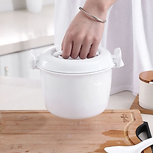 Operitacx Microwave Rice Maker Microwave Rice Cooker Steamer Bowl Pasta Cooker Noodle Fish Vegetable Veggie Steaming Bowl Microwave Food Container Cookware for Soup Rice Chicken Cooking Mini Food