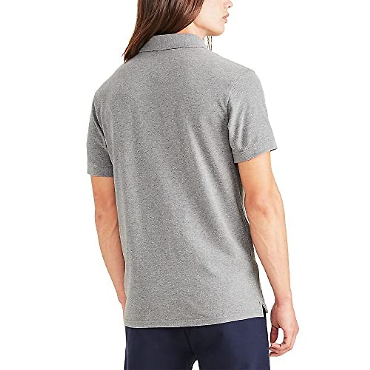 Dockers Men's Slim Fit Short Sleeve Performance Pique Polo, Gray Heather, Large