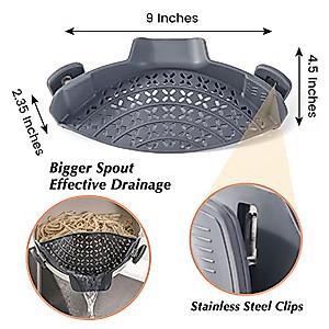 Pasta Strainer - Kitchen Gadgets Strainers and Colanders Silicone Strainer Clip on Strainer for pots Kitchen Strainer for Meat Vegetables Fruit