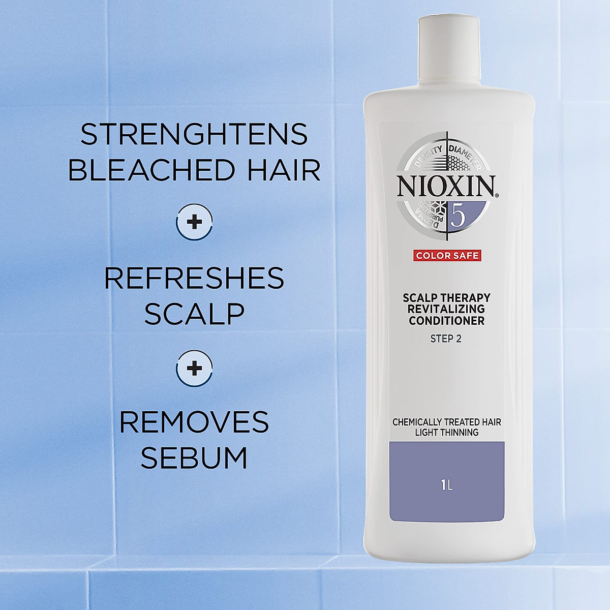 Nioxin System 5 Scalp Cleaning Shampoo and Therapy Conditioner Set for Chemically Treated Hair with Light Thinning