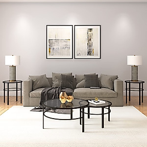 Henn&Hart 20" Wide Round Side Table in Blackened Bronze, Table for Living Room, Bedroom