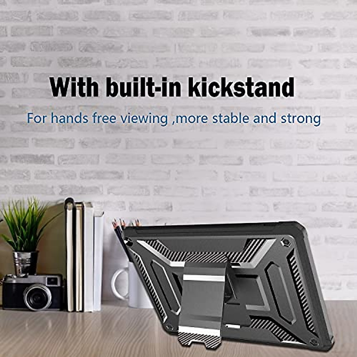 DJ&RPPQ All-New Fire HD 10 & Fire HD 10 Plus Tablet Case (Only compatible with 11th generation tablet, 2021 release) Lightweight Armor Series Full Cover with Stand for Amazon Fire HD 10 2021 - Black