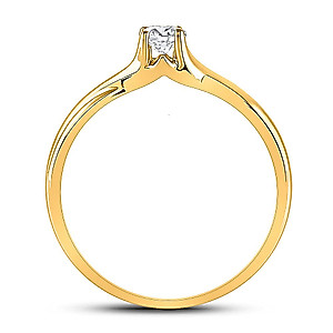 The Diamond Deal 14kt Yellow Gold Womens Round Diamond Solitaire Bridal Wedding Engagement Ring 1/4 Cttw