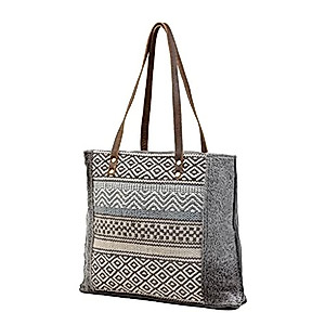 Myra Bag Neighbor'S Envy Tote Bag Upcycled Cotton & Hair Leather S-3049