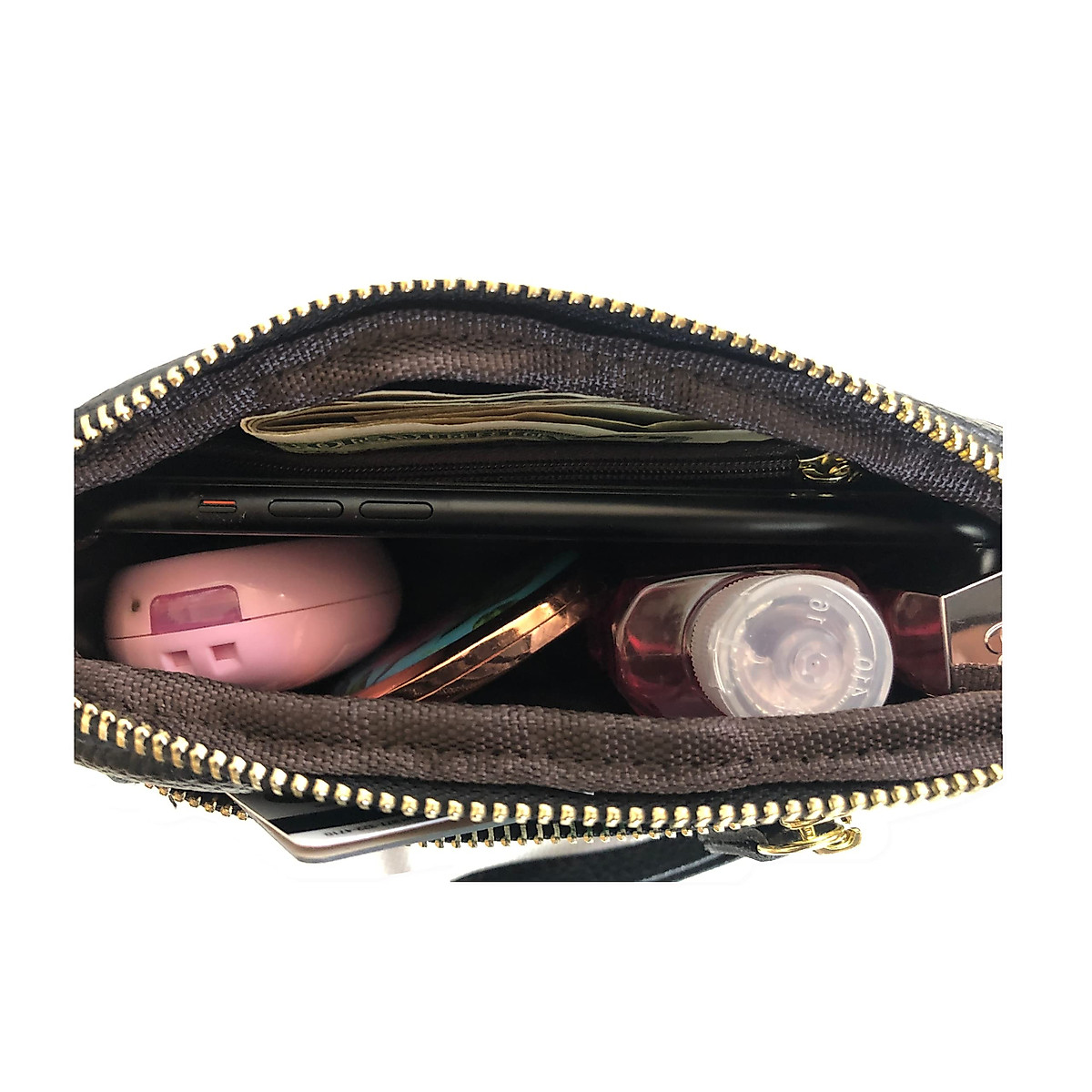 PlanetHawk Women's Genuine Leather Wristlet Clutch Cell Phone Purse, Black