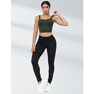 LUYAA Yoga Tank Tops for Women Workout Bras Open Back Crop Top with Built in Bra Cute Sports Bra Supportive Deep Green M