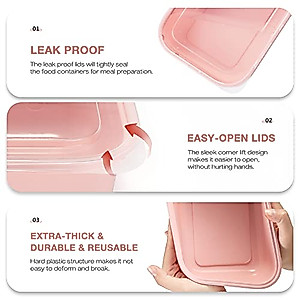 Glotoch Extra-Thick Meal Prep Containers Reusable, 38OZ To Go Containers, Double Use As Divided Lunch Containers For Portion Control-Microwave&Freezer&Dishwasher Safe,BPA-Free,10 Pack,Pink