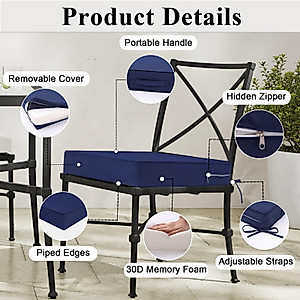 MJIAIDEA Outdoor Chair Cushions Set of 2 for Patio Furniture 22x22x4 Inch Waterproof Patio Chair Cushion 3 Year Color Fastness Square Elastic Foam Garden Sofa Couch Pads with Ties and Handle,Blue