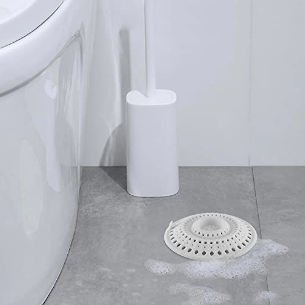 Meadow Lane Goods Hair Collector for Shower Drain - Self-Sealing, White, Multi-Size Fit Hair Catcher (1 Pack)