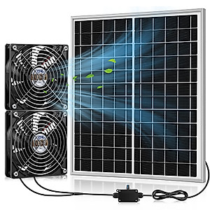 Solar Powered Waterproof Fan Kit, High Speed Exhaust Fan Solar Panel, DIY Cooling Ventilation Project for Chicken Coop, Greenhouse, Dog House, Shed, Gable, Attic