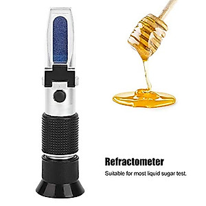 Uxsiya Refractometer, Brix Tester Aluminum 0-10% Sugar Test Range 0.1% Measurement Accuracy for Home Tool for Woman for Office Supplies