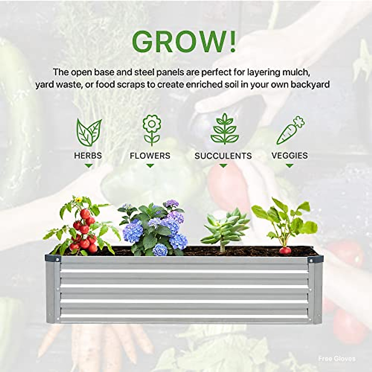 HANPIU Raised Garden Bed 2 Pack Galvanized Raised Garden Beds Outdoor for Vegetables Herbs Gardening Flowers Bed Raised Planter Box - Metal Raised Garden Bed Kit Small - 4x1.5x1ft