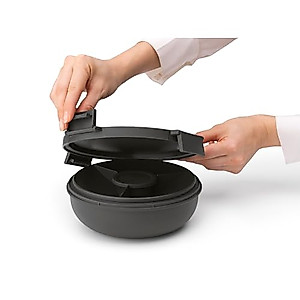 Brabantia Make & Take Salad Bowl with Removable Tray for Toppings & Dressings (Dark Gray) 100% Leakproof, Microwave & Freezer Safe Meal Prep Container