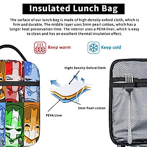 DSERC Castle Cartoon Crashers Anime Lunch Bags Insulated Lunch Tote Reusable Lunch Handbag for Work Picnic Travel 10 X 4 X 8 inches