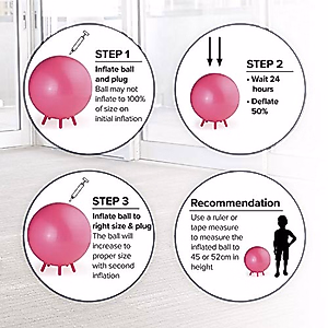 Gaiam Kids Stay-N-Play Children's Balance Ball - Flexible School Chair Active Classroom Desk Alternative Seating | Built-In Stay-Put Soft Stability Legs, Includes Air Pump, 52cm, Grey