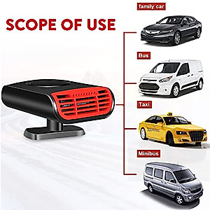 Upgrade Portable Car Heater,12V 150W Car Defroster Windshield Defogger 360° Rotatable,3 in 1 Car Heater Fast Heating & Cooling & Air Purify Plug in Cigarette Lighter for All Car