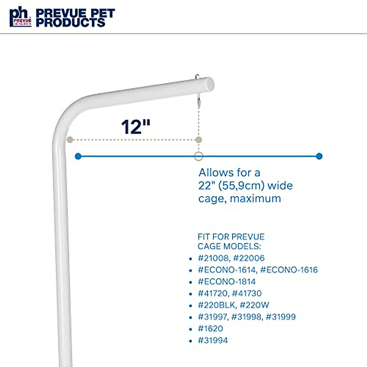 Prevue Pet Products Tubular Steel Hanging Bird Cage Stand 1781 White, 24-Inch by 24-Inch by 60-Inch