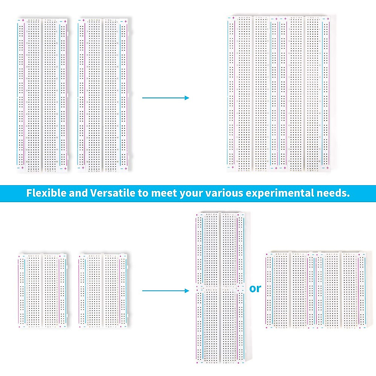 4PCS Breadboards Kit Include 2PCS 830 Point 2PCS 400 Point Solderless Breadboards for Proto Shield Distribution Connecting Blocks