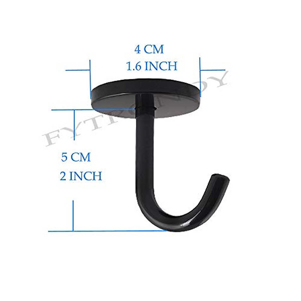 FYTRONDY Black Edition Stainless Steel Screws Mount Ceiling Hooks, Coat Hanger (2 INCH , 4 Pack)
