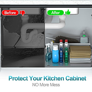 UEAKPIC Under Sink Mat 34" x 22", Waterproof Silicone Undersink Mat for Kitchen, Bathroom, Cabinet Protector Fits 36'' Standard Cabinets, Under Sink Tray Liner Up to 2.2 Gallons Liquid (Gray)