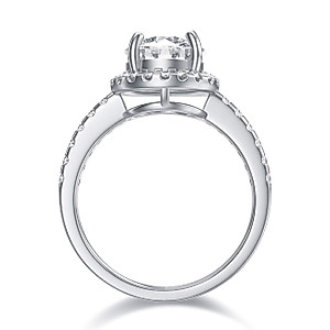 Blocaci 1 CT TW Round Cut Moissanite Engagement Ring for Women 10k White Gold Size 4.5