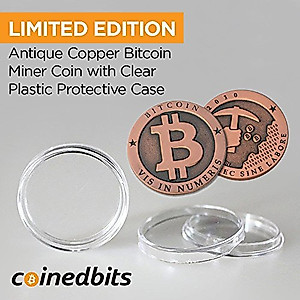 Bitcoin Miner Token Antique Copper Commemorative Souvenir Round by CoinedBits | Limited Edition with Plastic Display Case