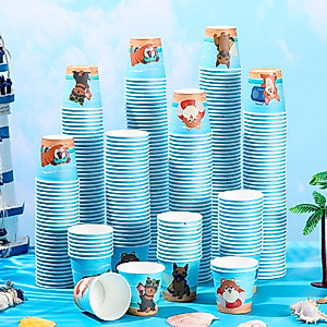 500 Pack 3 oz Paper Cups Disposable Bathroom Cups Small Mouthwash Cups Kids Animal Beverage Drinking Cups for Home, Office, Travel, Party (Beach Dog)