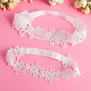 Plus Size Garters for Bride Lace Wedding Bridal Garter Belt Stretchy White Wedding Garter
