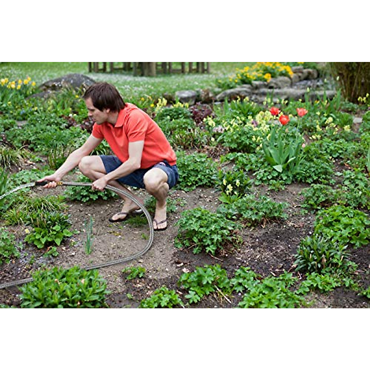 Rosy Earth Water Hose 50ft - Stainless Steel Garden Hose 50 ft no Kink Explosion