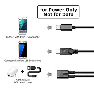 Traovien USB C Splitter Cable, USB Type C Female to Male and Micro USB Male Y Splitter Extension Charge Cable (0.3m/12inch 1Pcs)