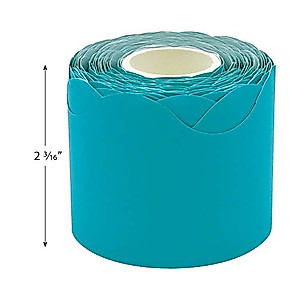 Teacher Created Resources Teal Scalloped Rolled Border Trim - 50ft - Decorate Bulletin Boards, Walls, Desks, Windows, Doors, Lockers, Schools, Classrooms, Homeschool & Offices